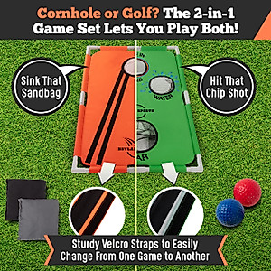 Brylan Sports 2 in 1 Chipping Golf and Cornhole Game Set - with All Accessories Including Cornhole Carrying Case and Perfect for Backyard Games, Outdoor Yard Games and Camping Games.