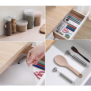 FACATH Clear Shelf Liner, Shelf Liners for Kitchen Cabinets & Washable Refrigerator Mat Pad, Wire Shelf Liner, Removable Poster Tape for Home, Office, Car, Outdoor Use, Damage-Free (12 inch x 10 Feet)