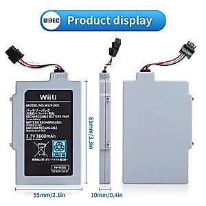 UCEC Wii U Gamepad Battery, Wii U Accessories 3600 mAh Wii U Battery Replacement Rechargeable Battery Pack Compatible for Nintendo Wii U Gamepad WUP-010, WUP-012
