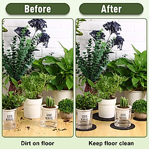 Plant Coaster Mat Reversible Round Fabric Plant Pad Mat Absorbent Waterproof Plant Tray Flower Pot Coaster Mat, 4/6/ 8/10 Inch for Indoors Outdoor Crafts Supplies (Black,16 Pieces)