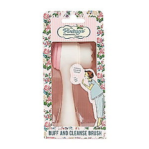 The Vintage Cosmetic Company Buff and Cleanse Brush, Dual-Sided Face Exfoliator Brush, Soft Silicone Bristles Gently Exfoliates and Cleanses Skin, White and Pink Design