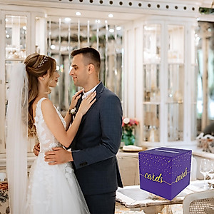 OLIVBIN Purple Card Box, Wedding Party Card Storage Box, Used for Birthday, Baby or Bride, Graduation Ceremony, Retirement Ceremony, Anniversary Decoration Party Supplies