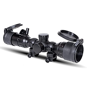 Monstrum 3-9x32 AO Rifle Scope with Illuminated Range Finder Reticle and Parallax Adjustment | Monstrum Flip Up Scope Cover Set | Bundle