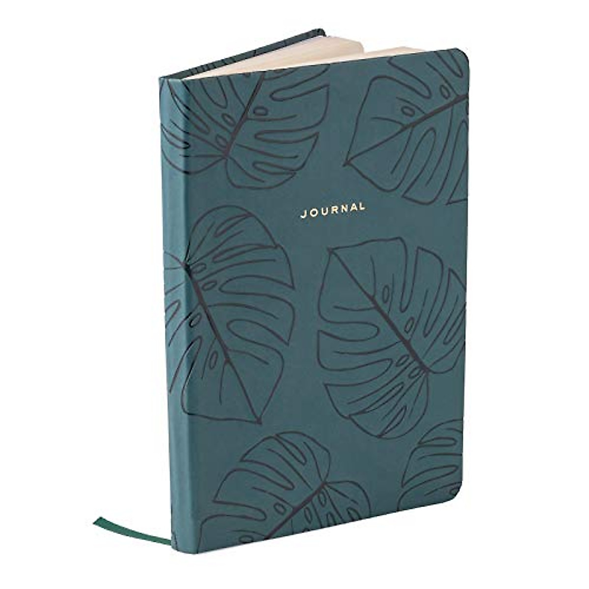 Eccolo Medium Lined Journal Notebook, Flexible Cover, A5 Writing Journal, 256 Ruled Ivory Pages, Ribbon Bookmark, Lay Flat, Notebook for Work or School, Palms (Green, 5.75-x-8.25 inches)