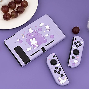 GeekShare Protective Case for Switch, Soft TPU Slim Case Cover Compatible with Nintendo Switch Console and Joy-Con (Grape Bunny)