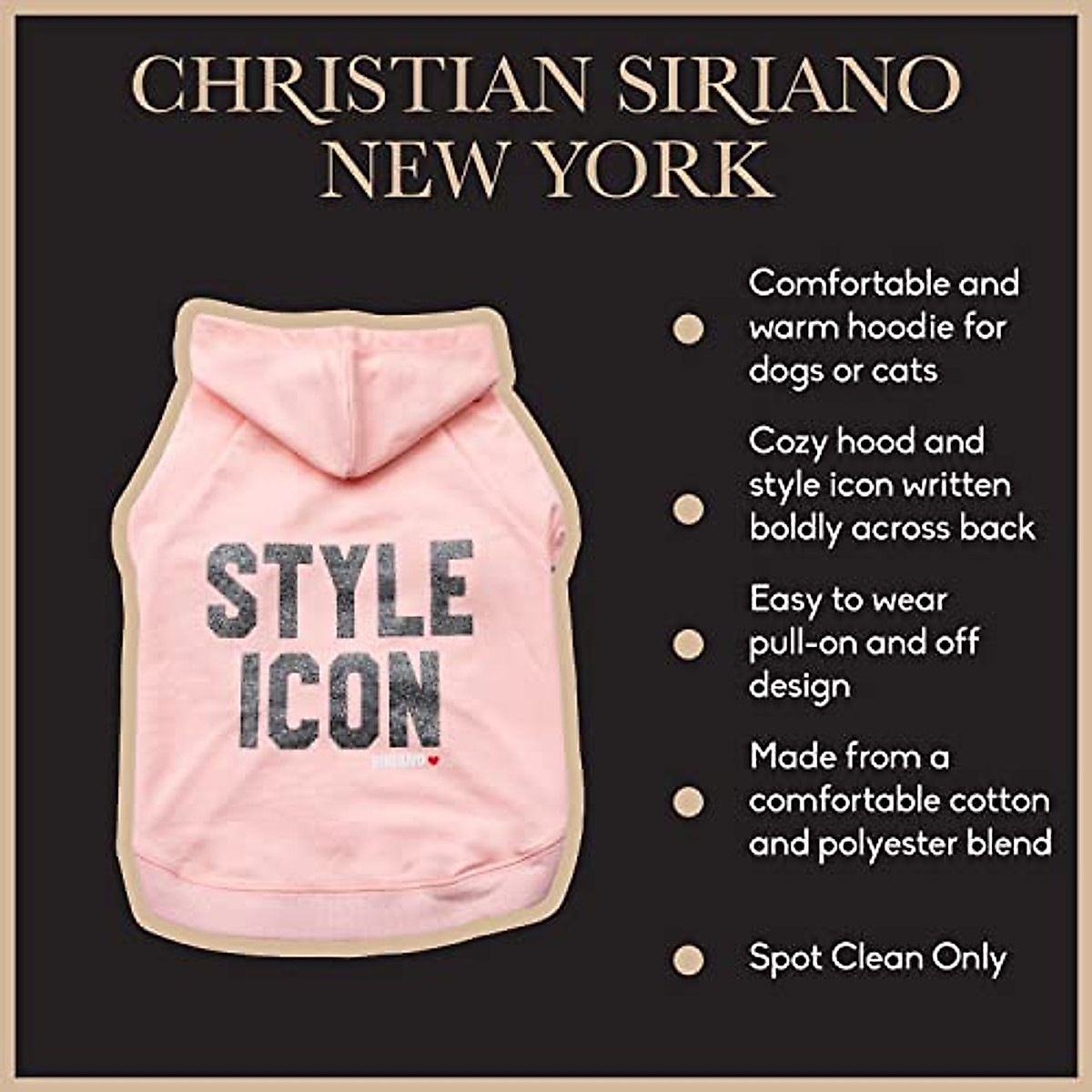 Christian Siriano New York Pink Style Icon Hoodie for Dogs, M