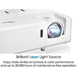 Optoma GT1090HDR Short Throw Laser Home Theater Projector | 4K HDR Input | Lamp-Free Reliable Operation 30,000 hours | Bright 4,200 lumens for Day and Night | Short Throw