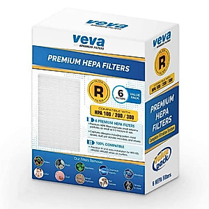 VEVA HEPA Filter Replacement 6 Pack - Compatible w/Honeywell Air Purifier Series HPA090, HPA100, HPA200, HPA250 & HPA300