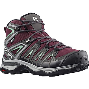 Salomon X Ultra Pioneer MID CLIMASALOMON Waterproof Hiking Boots for Women Trail Running Shoe, Wine Tasting/Magnet/Granite Green, 5