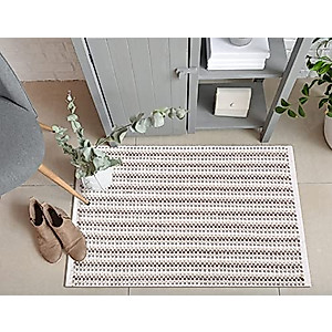 THE BEER VALLEY 100% Cotton Rug 2'x3' - Grey/Beige, Neutral Reversible Farmhouse Accent Rugs for Living Room, Kitchen, Bedroom, Entryway - 24 x 36 Inches
