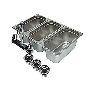 Concession Sink 3 Compartment Portable Stand Food Truck Trailer 3 Small w/Faucet
