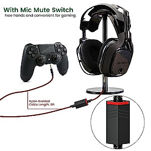 weishan A40 Cord Replacement for Astro A10 A40 TR Gaming Headsets, 3.5mm(1/8") Red Audio Cable with Inline Mic Mute Switch for PS5 PS4 Xbox, 6ft Long