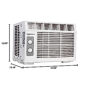 Amazon Basics Window Mounted Air Conditioner with Mechanical Control Cools 150 Square Feet, 5000 BTU, AC Unit, White