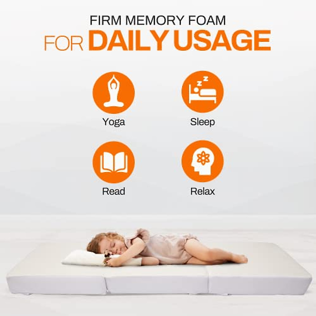 Cheer Collection Tri-Fold Memory Foam Mattress - 4" Thick Gel Infused Foam Folding Bed for Guests, Queen Size - 58" x 78"