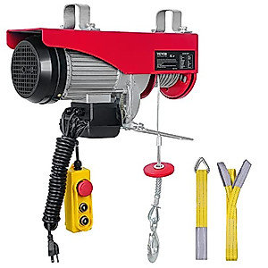 Happybuy 440 lbs Lift Electric Hoist, 110V Electric Winch with Zinc-Plated Steel Wire, 39.4 ft Lifting Garage Lift Hoist with 14ft Remote Control for Garage, Factories, Warehouses,Verandahs