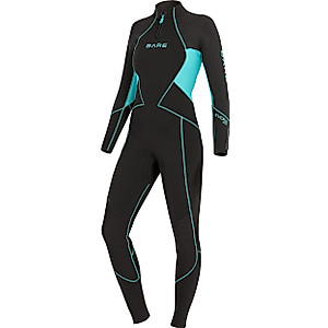 BARE 7MM Evoke Women's Wetsuit | Warmest Women's Wetsuit Within BARE Lineup | Full Stretch Neoprene Combined with a Unique Graphene Omnired Fabric | Comfortable | Great for Scuba Diving | Aqua 14
