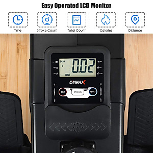 GYMAX Magnetic Rowing Machine, Foldable Rower with Digital Monitor & 10 Level Adjustable Resistance, Quiet Operated Fitness Rower for Home/Office/Apartment (Black)