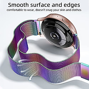 JKD Metal Band Compatible with Samsung Galaxy Watch 4 Band/Galaxy Watch 5 Band, Galaxy Watch 5 Pro Band/Samsung Active 2 Watch Bands/Galaxy Watch 3 Band, 20mm Stainless Steel Strap Women Men, Colorful