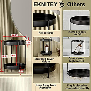 EKNITEY Bathroom Vanity Countertop Organizer - 2 Tier Makeup Counter Organizer Small Tiered Trays for Home and Kitchen (Black)