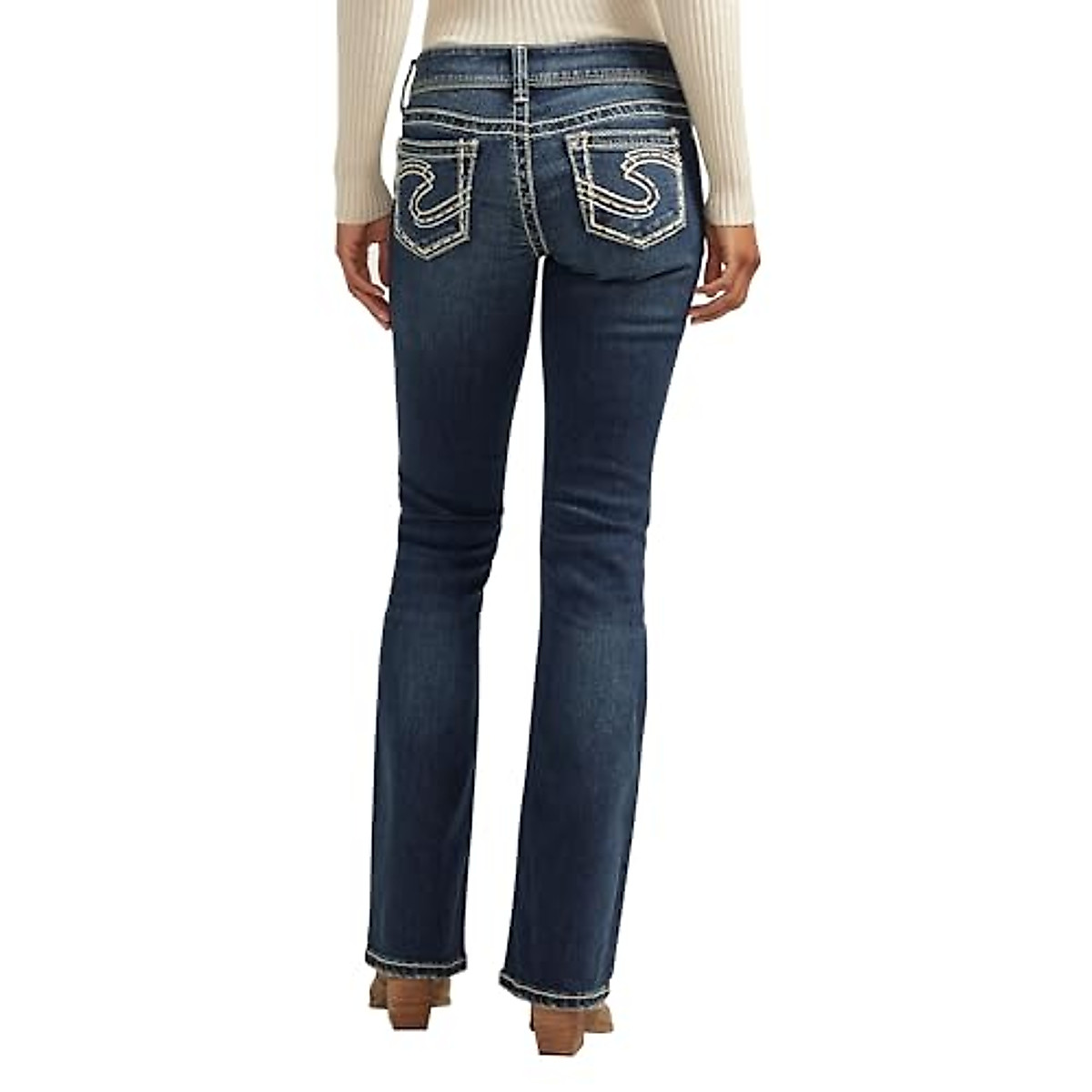 Silver Jeans Co. Women's Suki Mid Rise Curvy Fit Bootcut Jeans, Indigo, 29W x 30L