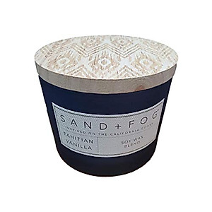 Sand + Fog Tahitian Vanilla Candle in a Glass Jar with Wood Lid - 12 oz. (Blue)
