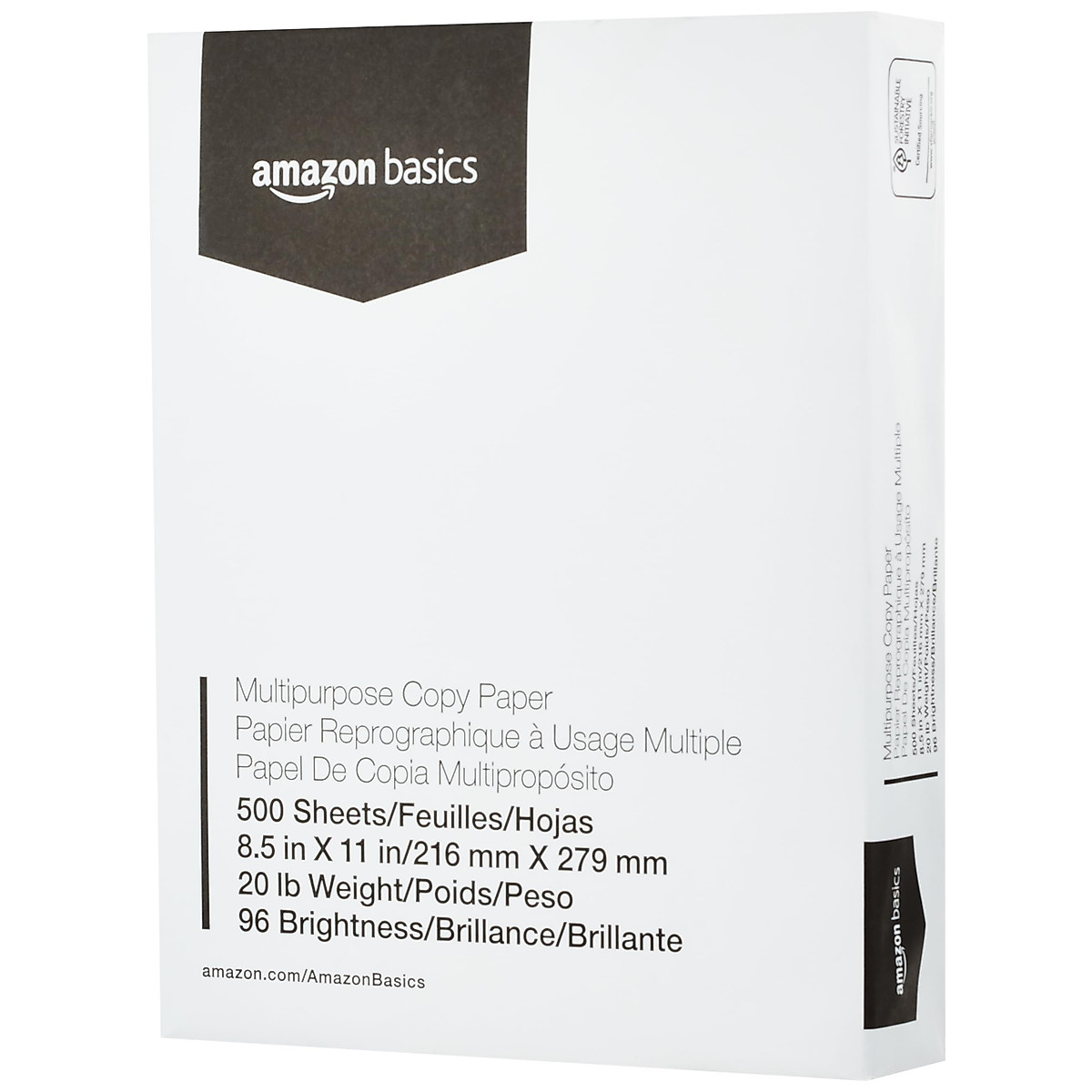 Amazon Basics Multipurpose Copy Printer Paper - 96 Bright White, 8.5 x 11 Inches, 1 Ream (500 Sheets)