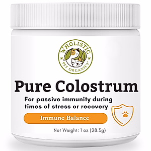 Wholistic Pet Organics Pure Colostrum - 1 Oz - Dog Allergy Relief & Itchy Skin Treatment, Senior Dog Supplements & Immune Support, Licking Paws Relief