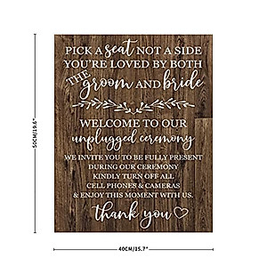 Unplugged Ceremony, Pick A Seat Not A Side, Wedding Sign, Wedding Ceremony Sign 16x20 inch
