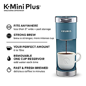 Keurig K-Mini Plus Single Serve K-Cup Pod Coffee Maker, Evening Teal