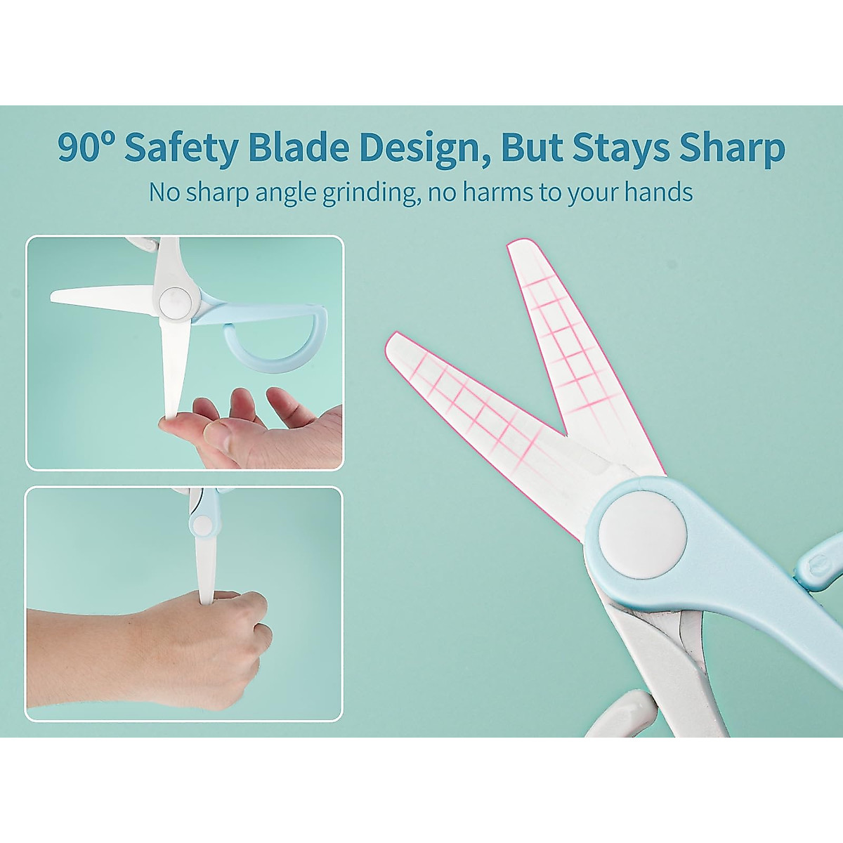 Ceramic Scissors for Baby Food Cutting, Safety Healthy BPA Free Toddler Feeding Shears with Protective Blade Cover and Portable Travel Case-Blue/Grey