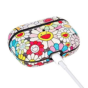 BANAUS Cute Airpods Pro Case,Leather Shockpro of AirPods Pro Cover Carabiner,Wireless Headphone Designer Fashion Skin Protective Stylish Cases Ring for Girls Boys Men Women(Smiley Face)