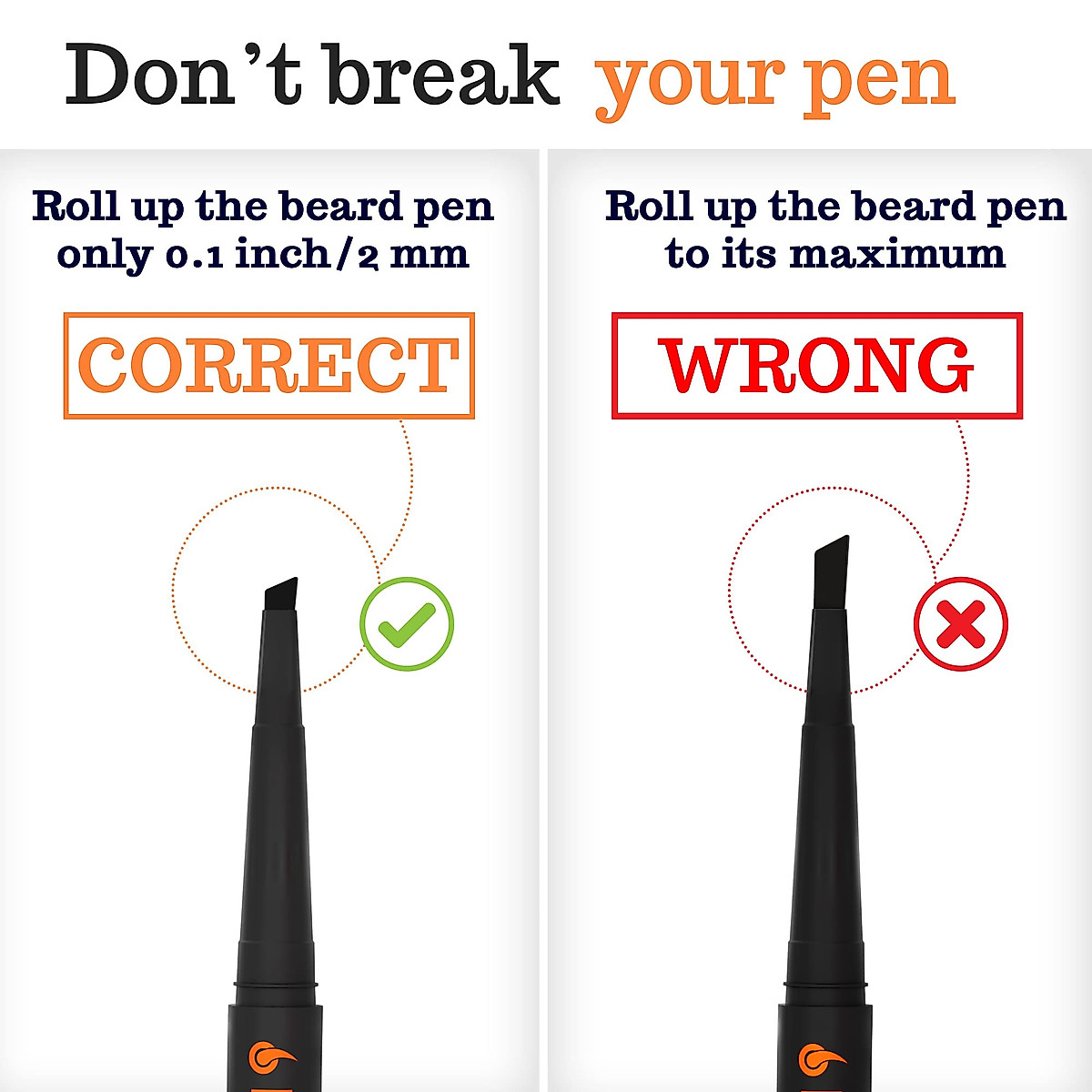 Beard Pen Filler for Men - Barber Styling Grooming Pencil - Waterproof Proof, Sweat Proof, Long Lasting Solution with Natural Finish - Cover Beard and Scalp Patches in Seconds - Dark Brown 1 Pack