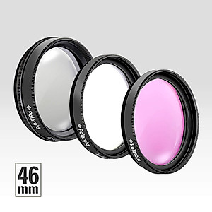 Polaroid Optics 46mm 3-Piece Filter Kit Set [UV,CPL,FLD] includes Nylon Carry Case – Compatible w/ All Popular Camera Lens Models