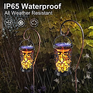 Ambaret Solar Lantern Dancing Outdoor Lights Garden Hanging Lantern, Flame Decorative Lighting ,Solar Powered Waterproof Flame Candle Mission Lights for Table,Outdoor, Party, Patio,Trees, 2 Pack