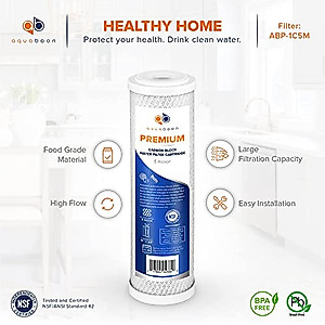 Aquaboon Universal 5 Micron 10 x 2.5 inch Cartridge | Premium Whole House Replacement Water Filter Cartridge | Coconut Shell Activated Carbon Block CTO | Compatible with Whirlpool WHA2BF5, 4 Pack