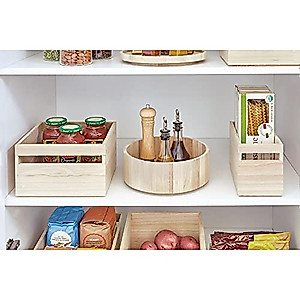 iDesign Renewable Paulownia Wood Collection Tall Turntable Organizer, 10.5" x 4" x 10.5", Natural