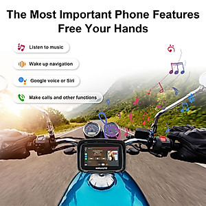 WEUASTE Portable Apple Car Play Screen for Motorcycle, Wireless Apple CarPlay & Android Auto for Motorbike, Motorcycle Carplay GPS Navigation, 5" Waterproof Touch Screen, Dual Bluetooth, Support Siri