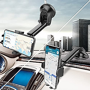 APPS2Car Car Phone Holder Mount, Universal Dashboard Windshield Phone Mount for Car, Sturdy Suction Cup Phone Holder with Strong Sticky Gel, Compatible with iPhone, Samsung and All 4-7 inch Phones