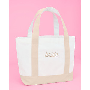 xo, Fetti Neutral Bride Tote Bag | Beige Bachelorette Party Decorations, Cute Bride To Be Accessory, Bridesmaid Gift, Bridal Shower Supplies, Engagement Party Favor, Classy Bridal Purse