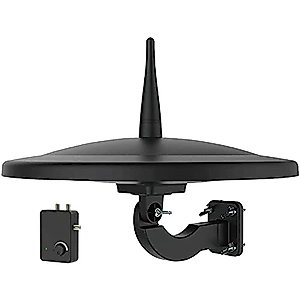 Outdoor TV Antenna, 1byone VHF/UHF 720° Omnidirectional Reception Long Range Support 2TVs 4K 1080P for Roof/Attic/RV/Balcony Upgrade Exclusive Smartpass Amplified TV Antenna with 39ft Coax Cable