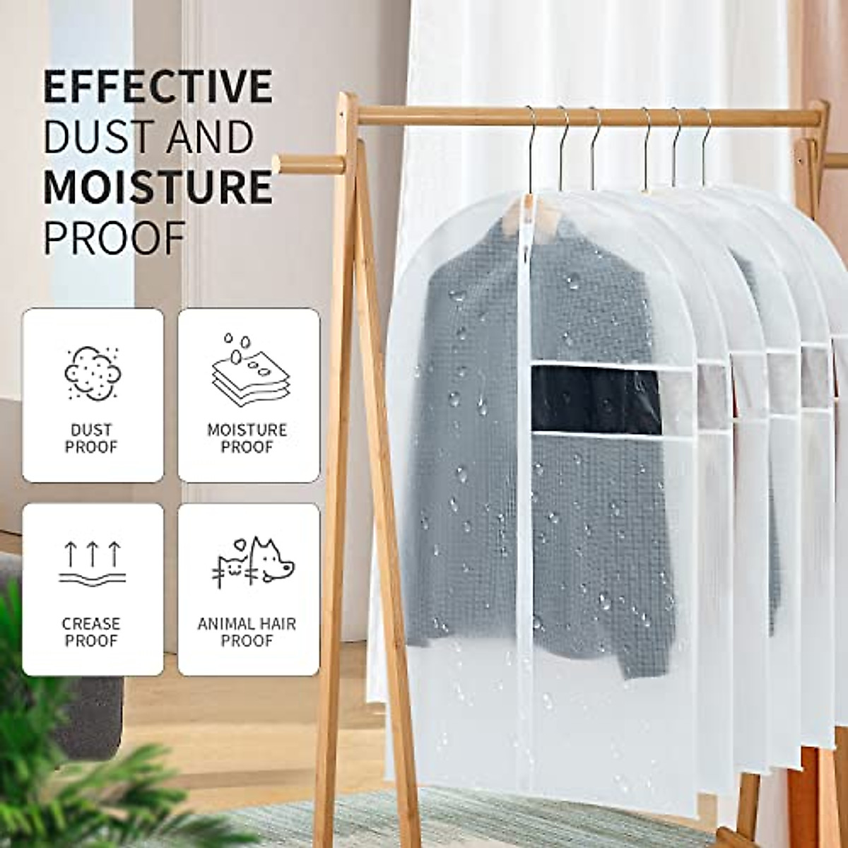 CIMLORD 24"X40" 6PACK Clear Garment Bags for Hanging Clothes Plastics Suit Cover Bags for Closet Storage Suit for Suits,Coats,Shirts,Jackets,Sweaters