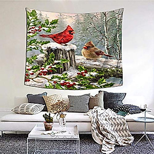 Blanket Red Christmas Birds Throw Blanket Ultra Soft Velvet Blanket Lightweight Bed Blanket Quilt Durable Home Decor Fleece Blanket Sofa Blanket Luxurious Carpet for Men Women Kids