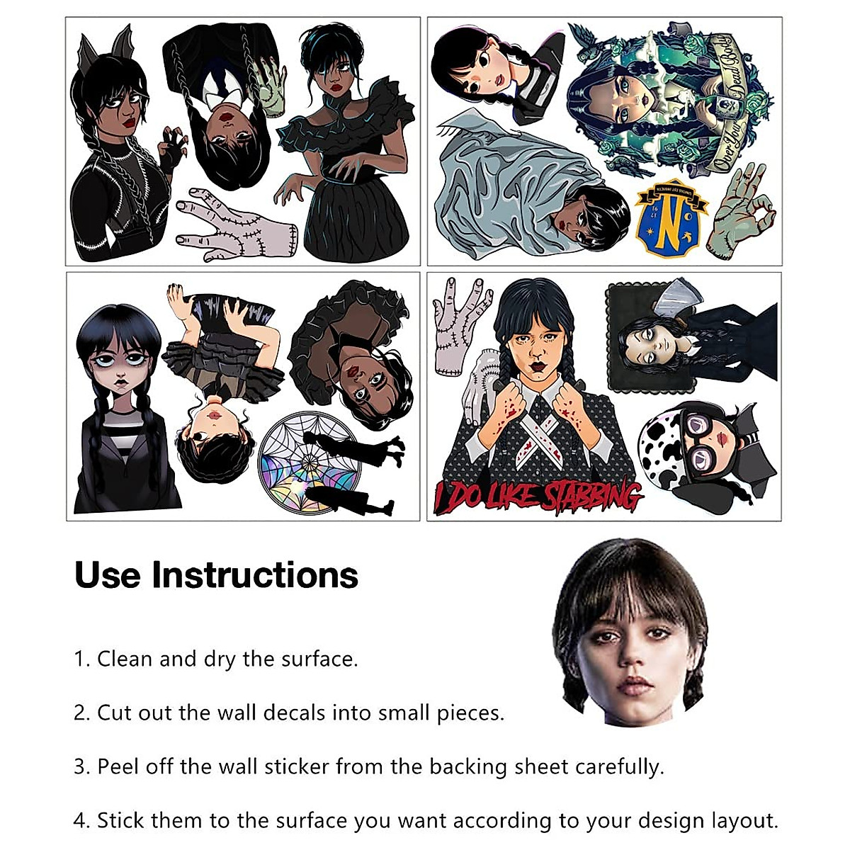 Wednesday Addams Merchandise, Wednesday Party Decorations Wall Stickers Wall Decor Decals for Kids Room