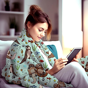 Sea Otters Blanket Super Soft Warm Flannel Otters Throw Blankets Bedding Gifts for Kids Girls Boys Adults 50"x40"