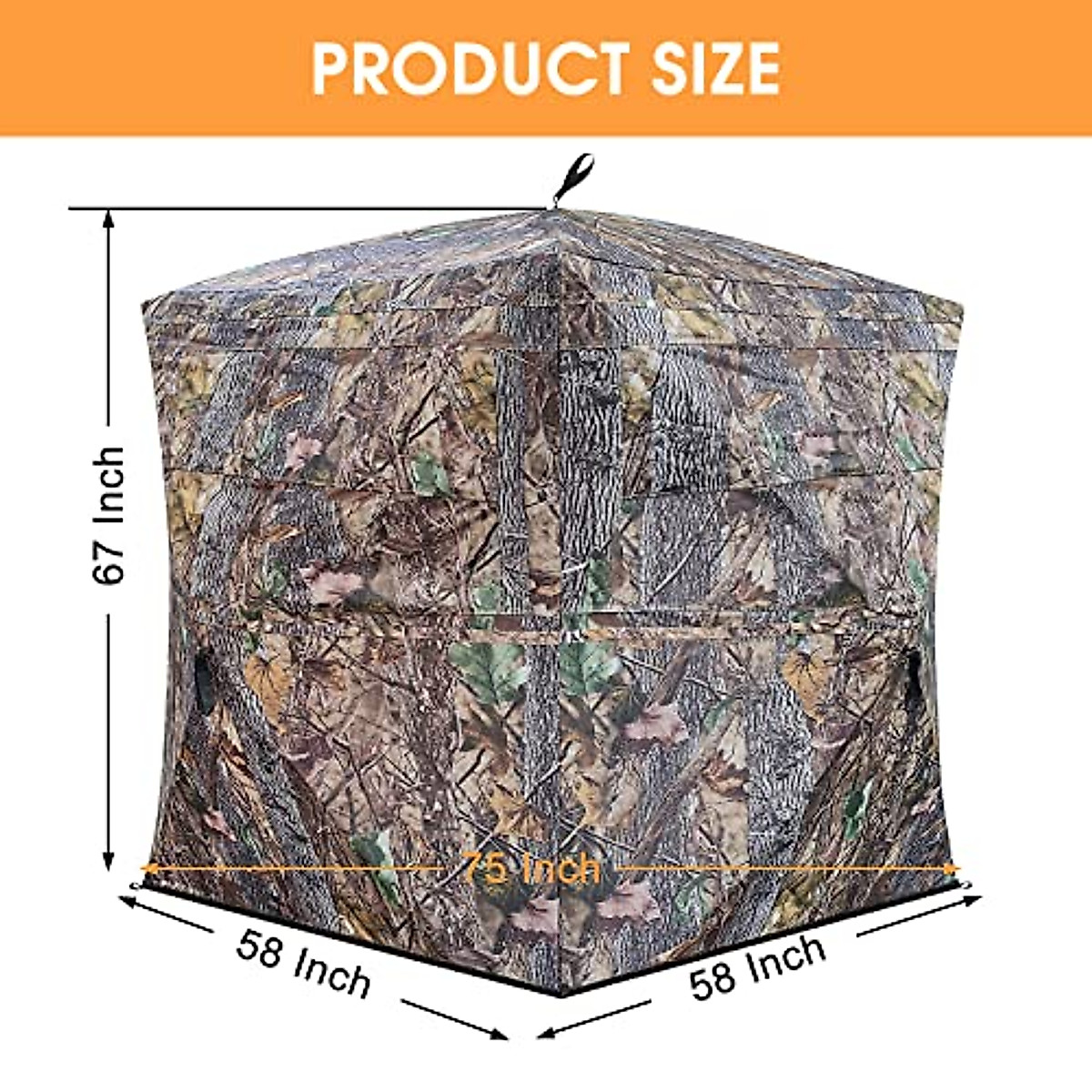 XProudeer Hunting Blind See Through Ground Blinds with 270 Degree,2-3 Person Pop Up Hunting Blinds with Chair,Camouflage Hunting Tent for Deer & Turkey Hunting,Hunting Gear and Hunting Accessories