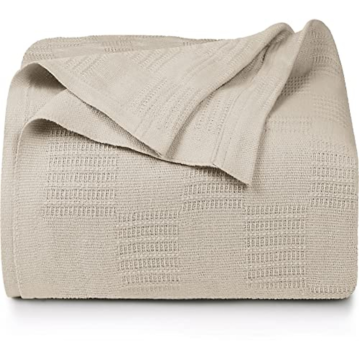 Utopia Bedding 100% Cotton Blanket (Throw Size - 60x50 Inches) 350GSM Lightweight Thermal Blanket, Soft Breathable Blanket for All Seasons (Khaki)