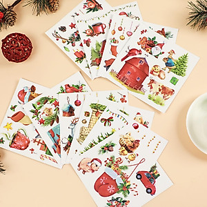 16 Sheets Christmas Rub on Transfers for Crafts and Furniture Rub on Transfers Stickers Xmas Farmhouse Reindeer Stickers Rub on Decals for Home Party Favor Wood DIY Craft, 5.9 x 5.9 Inch