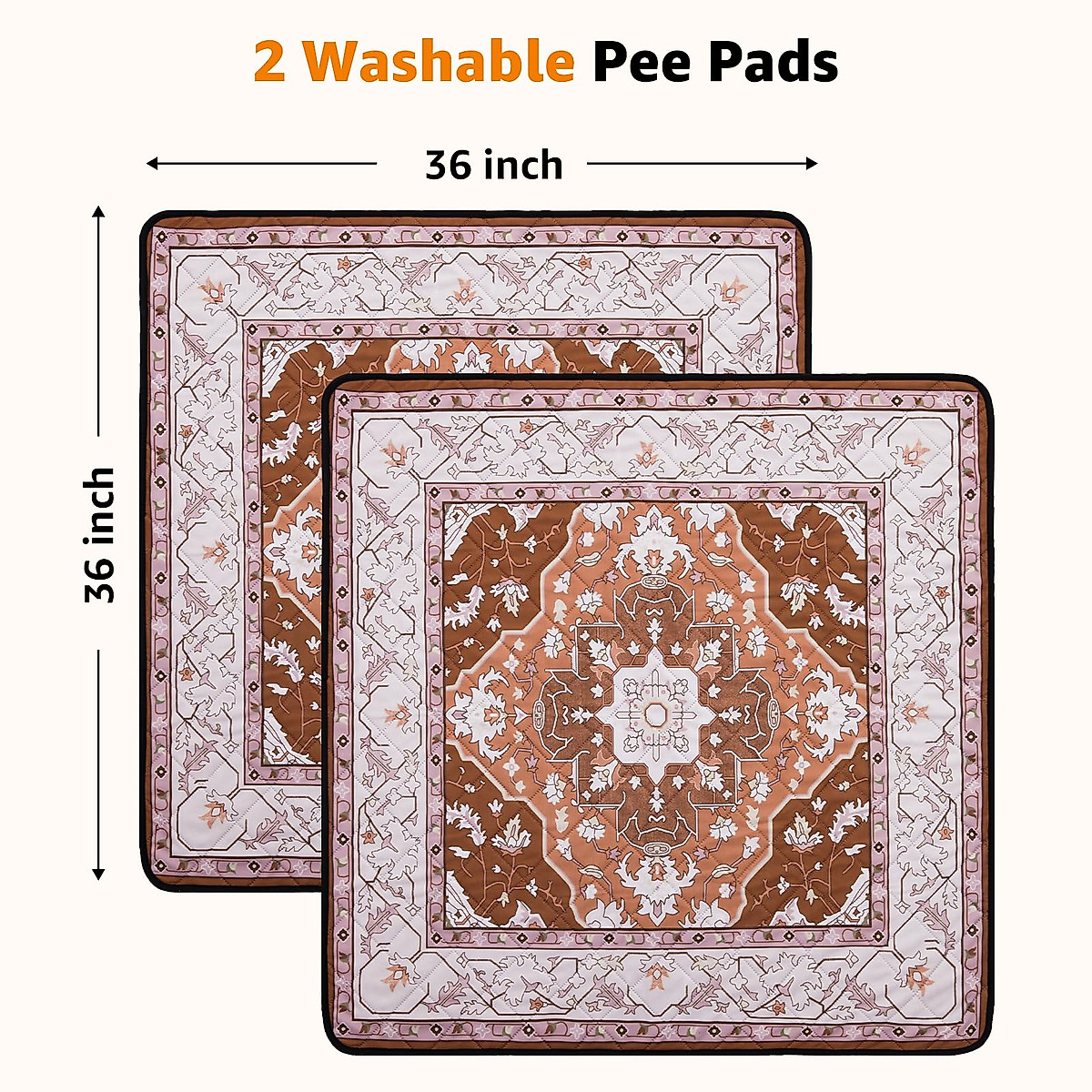 Washable Pee Pads for Dogs: 2 Pack Reusable Pee Pads for Dogs, Waterproof & Leakproof Washable Puppy Pad, Non-Slip Whelping Pee Pads & Potty Training Pad for Floor, Playpen,Crate, Couch, 36x36