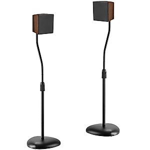 Mount-It! Universal Speaker Stands, Adjustable Height 30 to 40.8 Inches, Surround Sound Speaker Stands for Satellite and Bookshelf Speakers, Heavy-Duty Construction, Supports 10 lbs Each (1 Pair)
