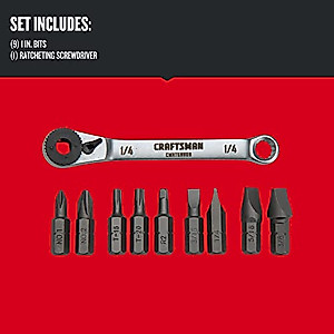 CRAFTSMAN Screwdriver Set, Ratcheting, Multi-bit 10-Piece (CMHT68008)